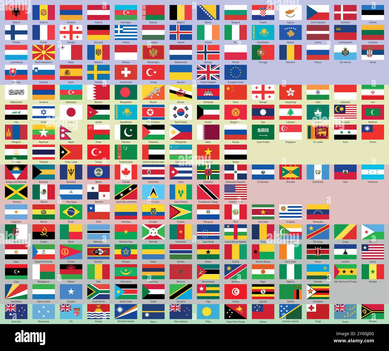 collection of world flags, each labeled with its respective country ...