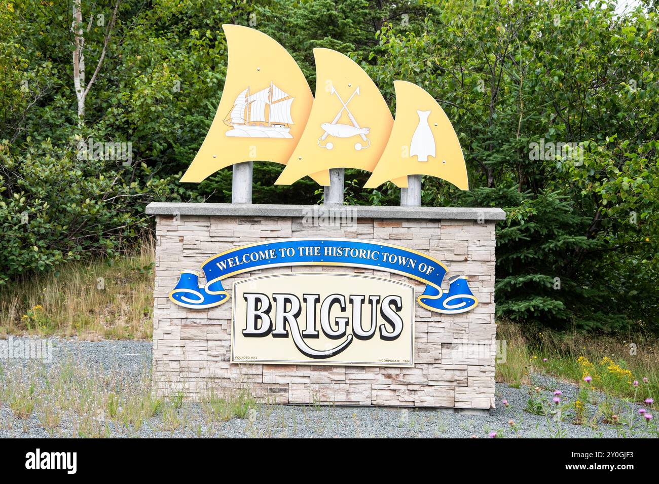 Welcome to the historic town of Brigus sign on Conception Bay highway ...