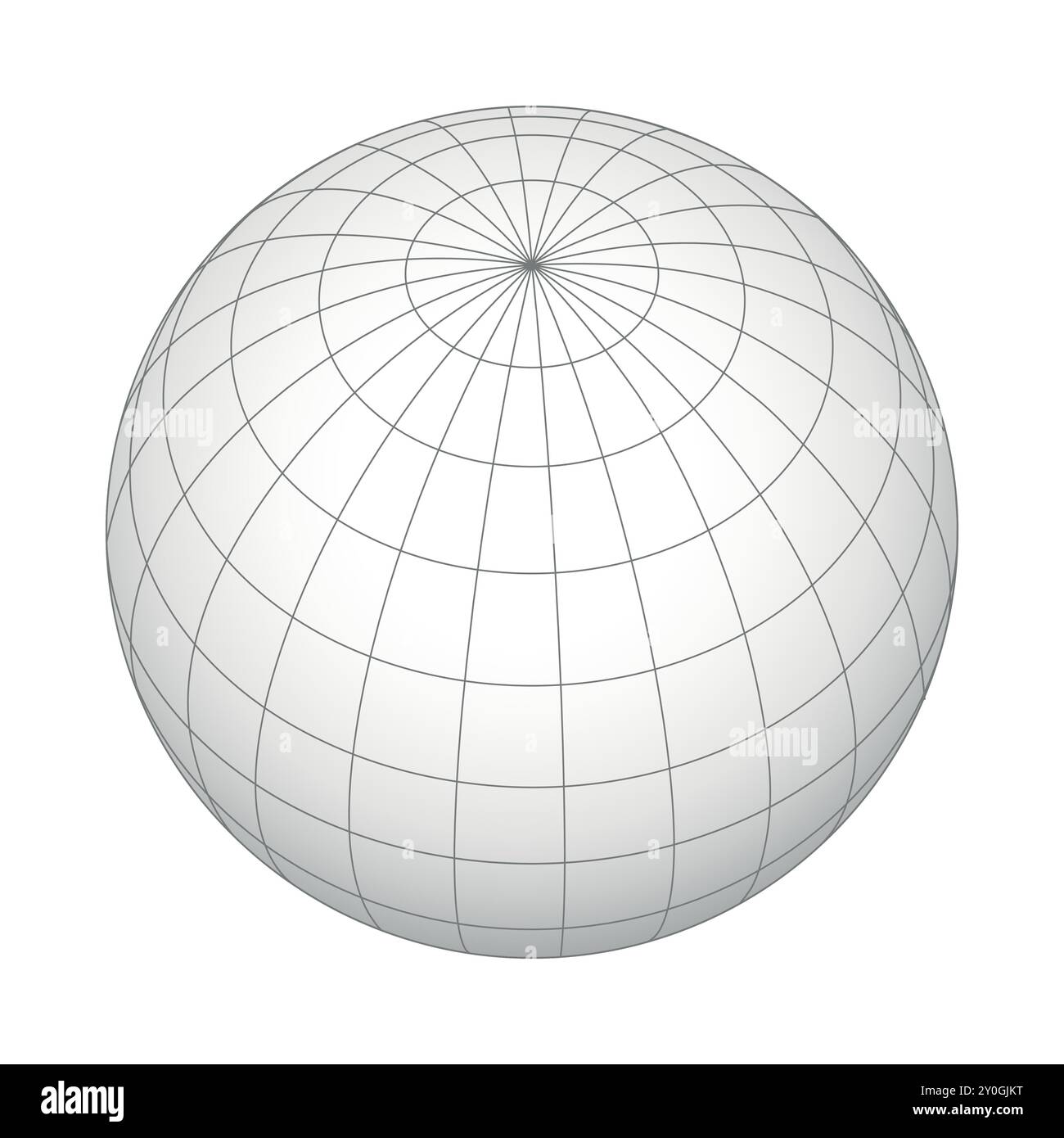 Spherical grid depicting Earth's meridians and parallels in a clean ...
