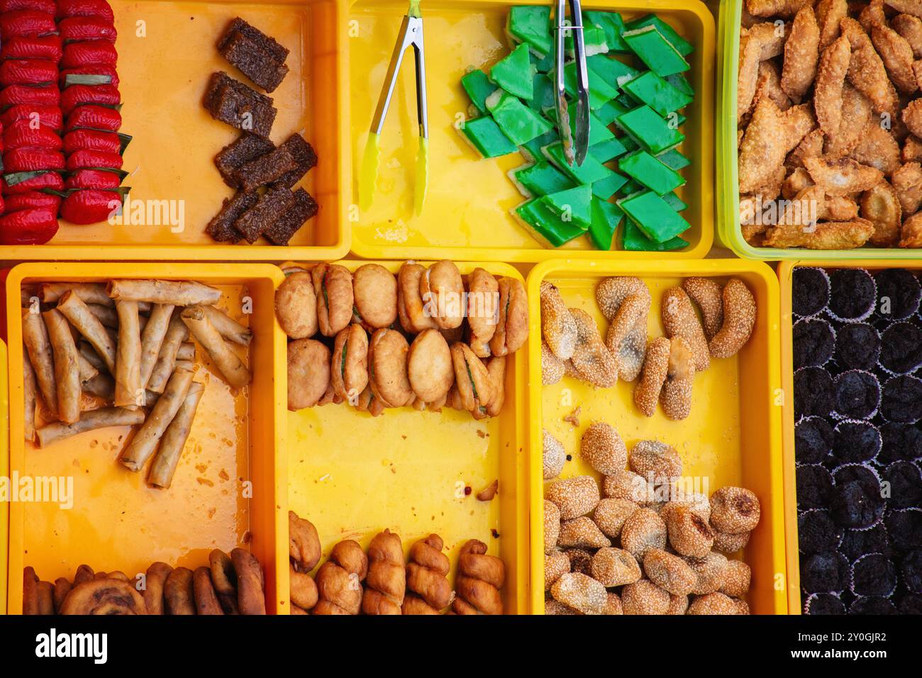 Assorted traditional Malaysian delicacies at a street market Stock ...