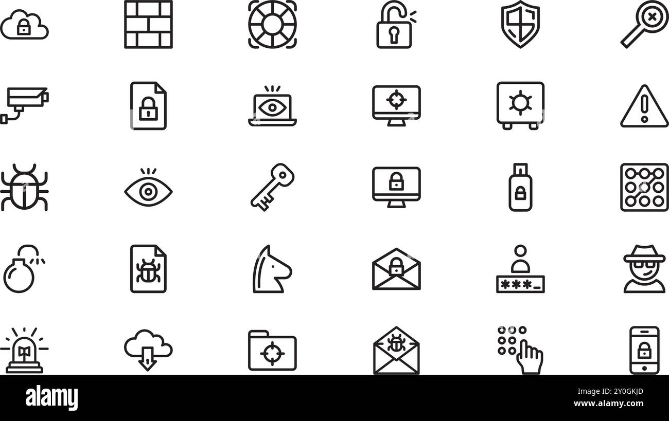 Computer Security Icons Pack High Quality Vector Icons Collection With Editable Stroke Ideal