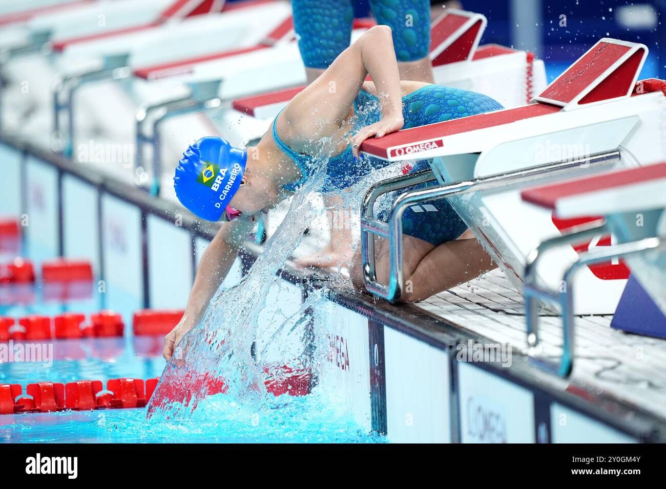 Brazil's Debora Borges Carneiro (in focus) ahead of the Women's 100m ...