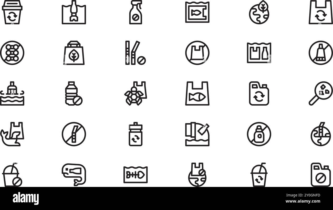 Plastic pollution icons High-Quality Vector Icons Collection with ...