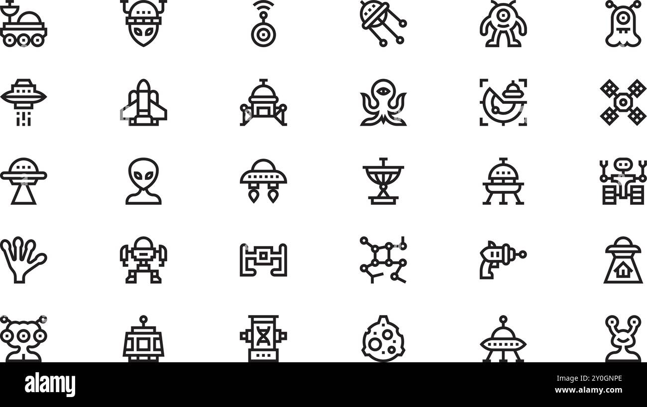 Ufo and aliens icons High-Quality Vector Icons Collection with Editable ...