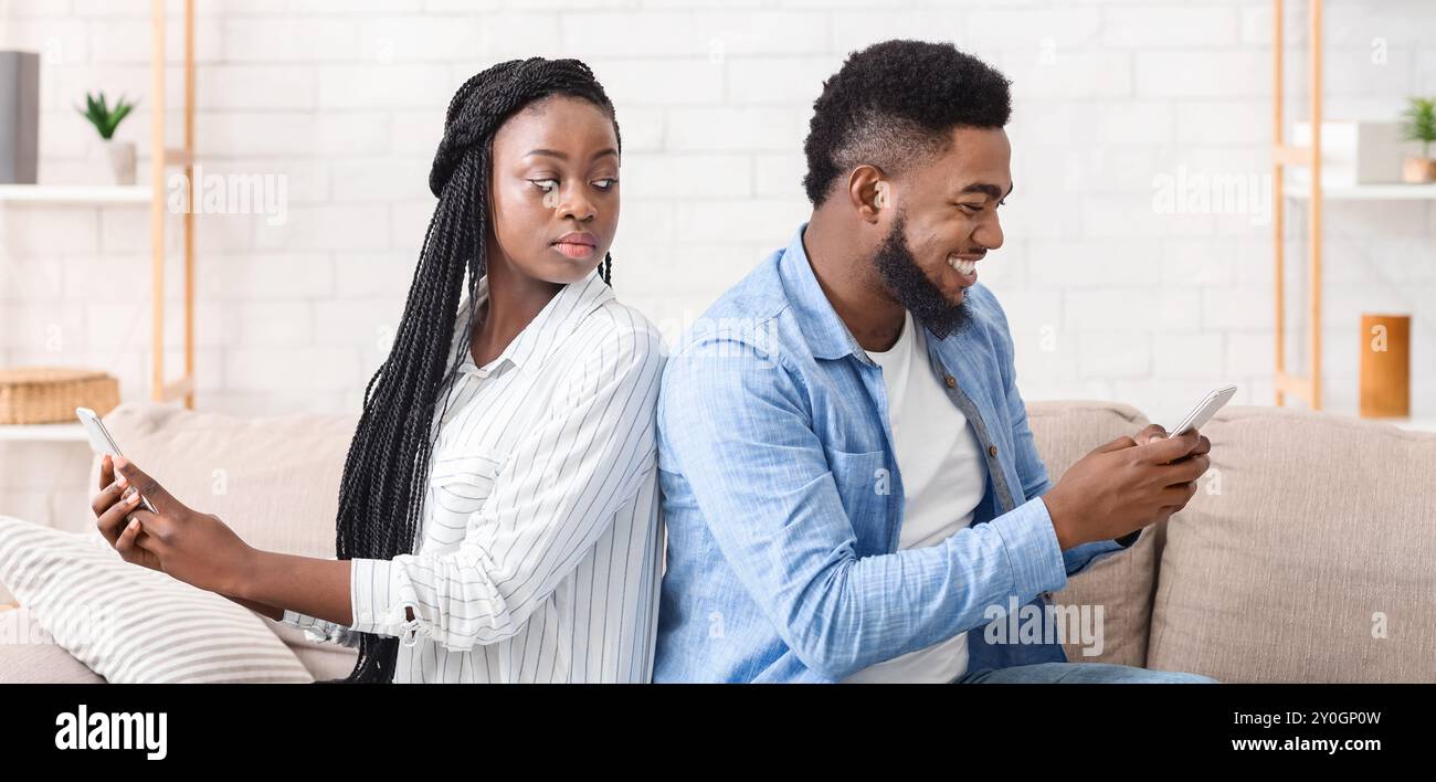 Black Girl Peeking Over Shoulder How Her Boyfriend Texting With ...