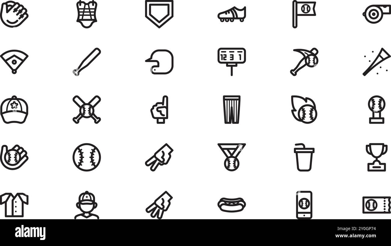 Baseball collection icons High-Quality Vector Icons Collection with ...