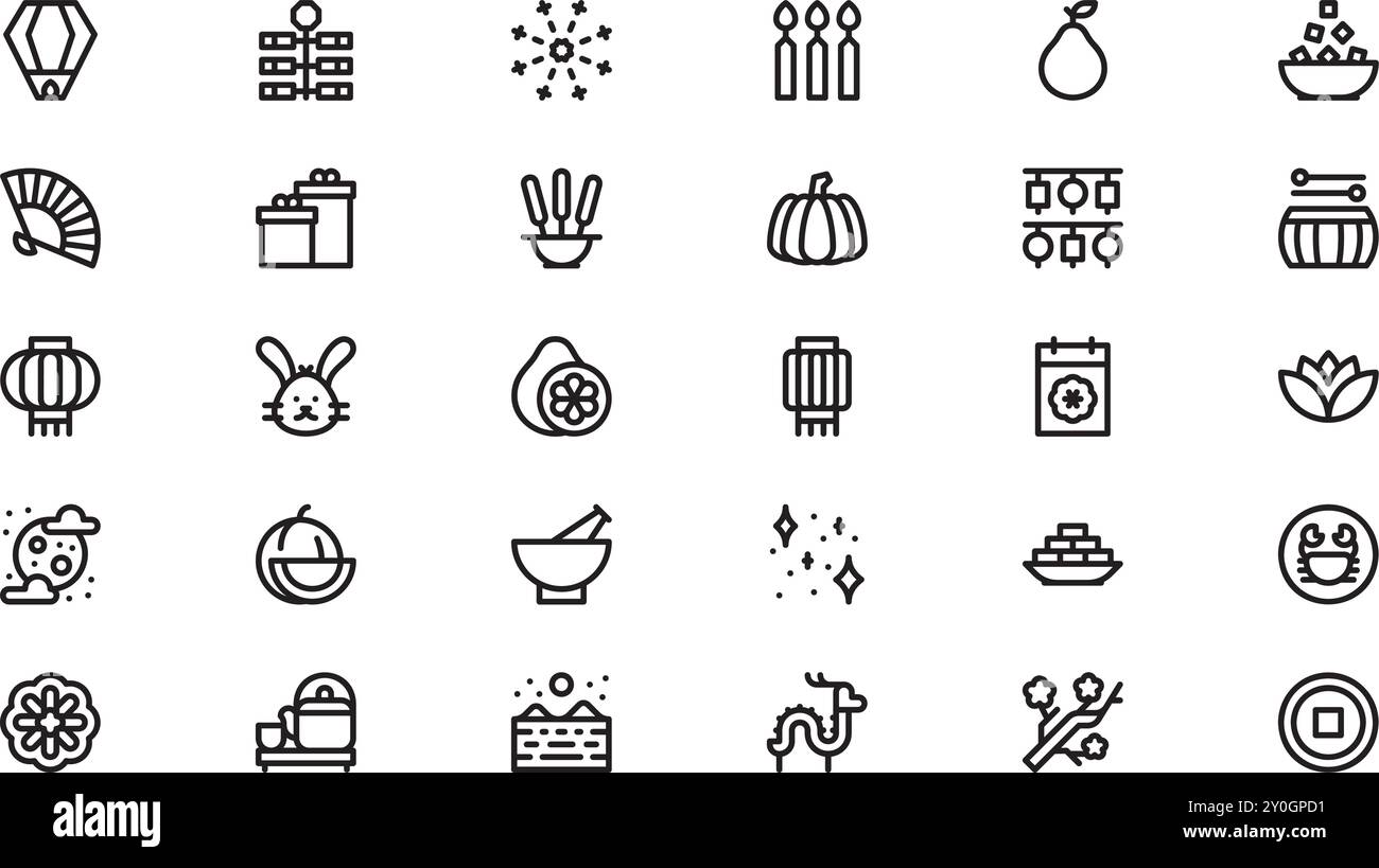 Mid autumn festival icons High-Quality Vector Icons Collection with ...