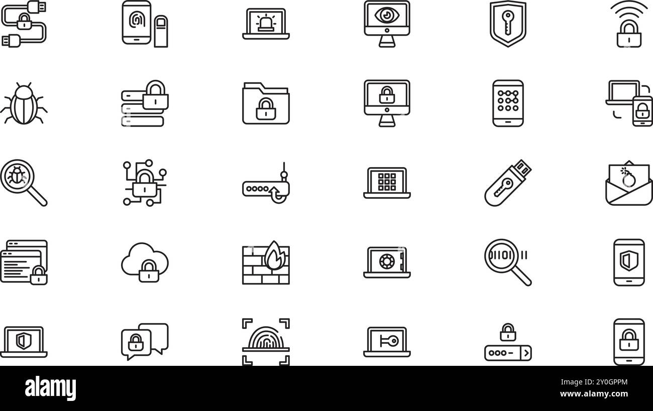 Computer security elements icons High-Quality Vector Icons Collection ...