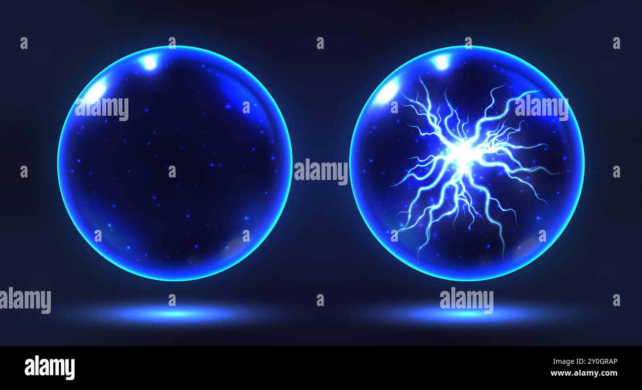 Crystal magic ball, mystic prophecy orb with lightning inside, oracle ...