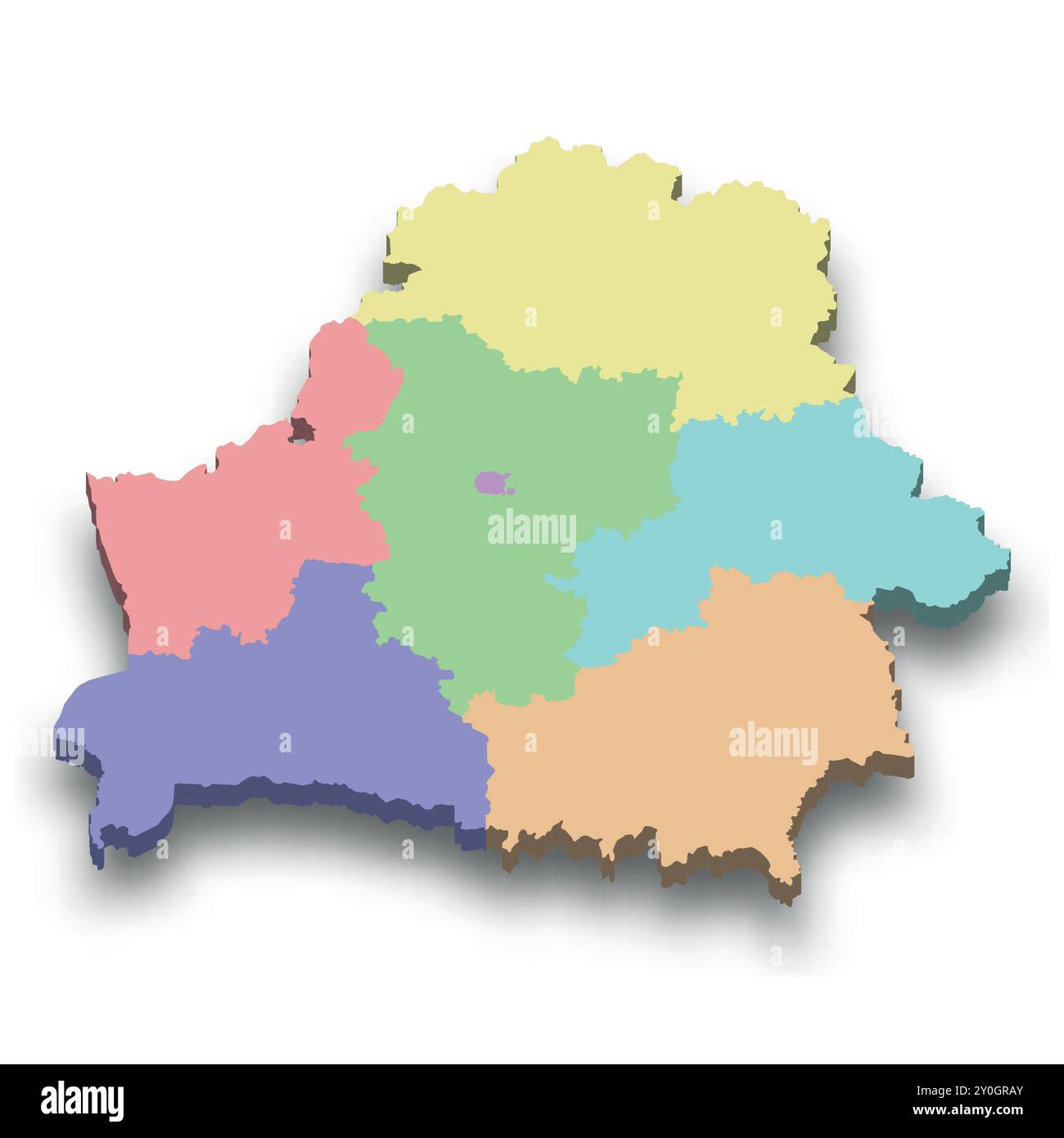 3d isometric colored map of Belarus with borders of regions Stock ...