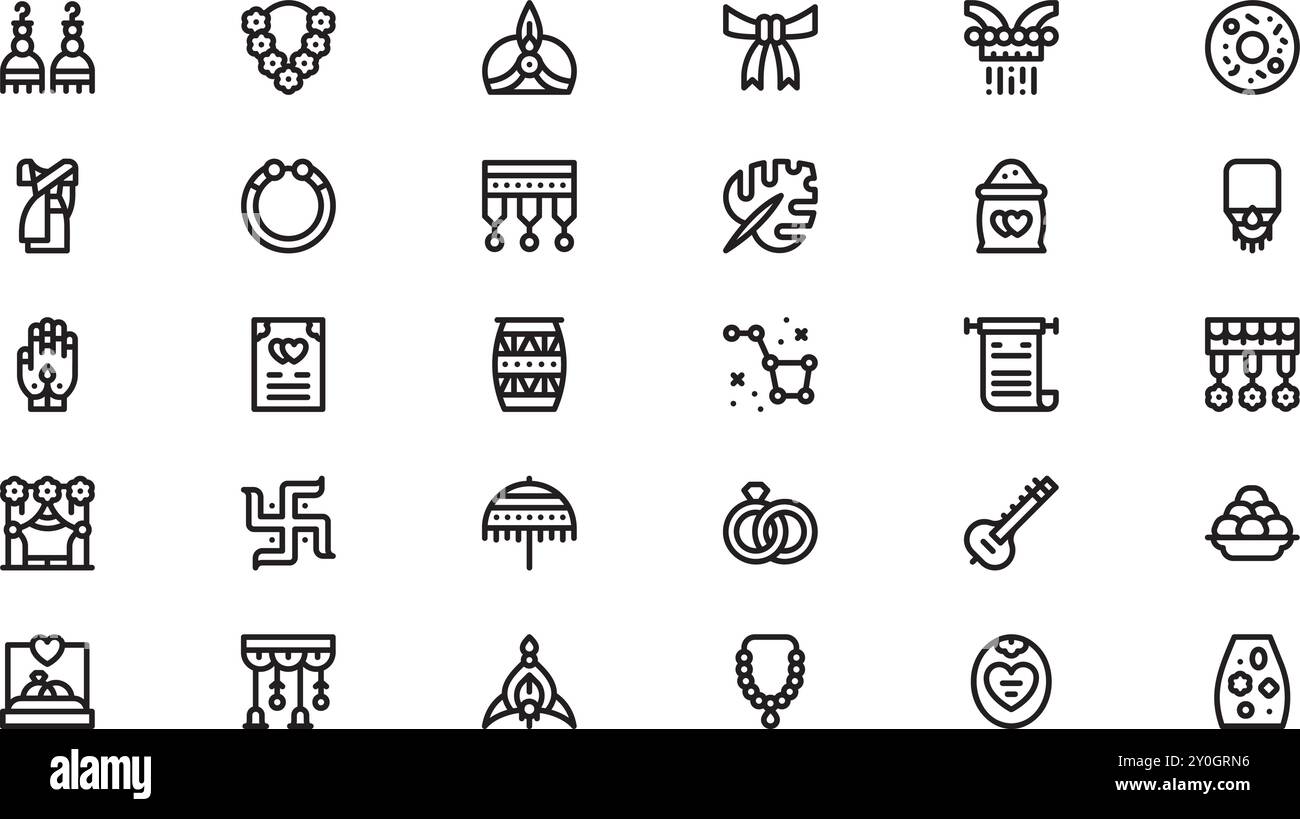 Hindu wedding icons High-Quality Vector Icons Collection with Editable ...