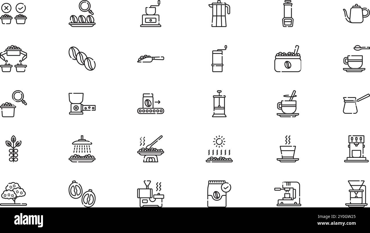 Coffee production icons High-Quality Vector Icons Collection with ...