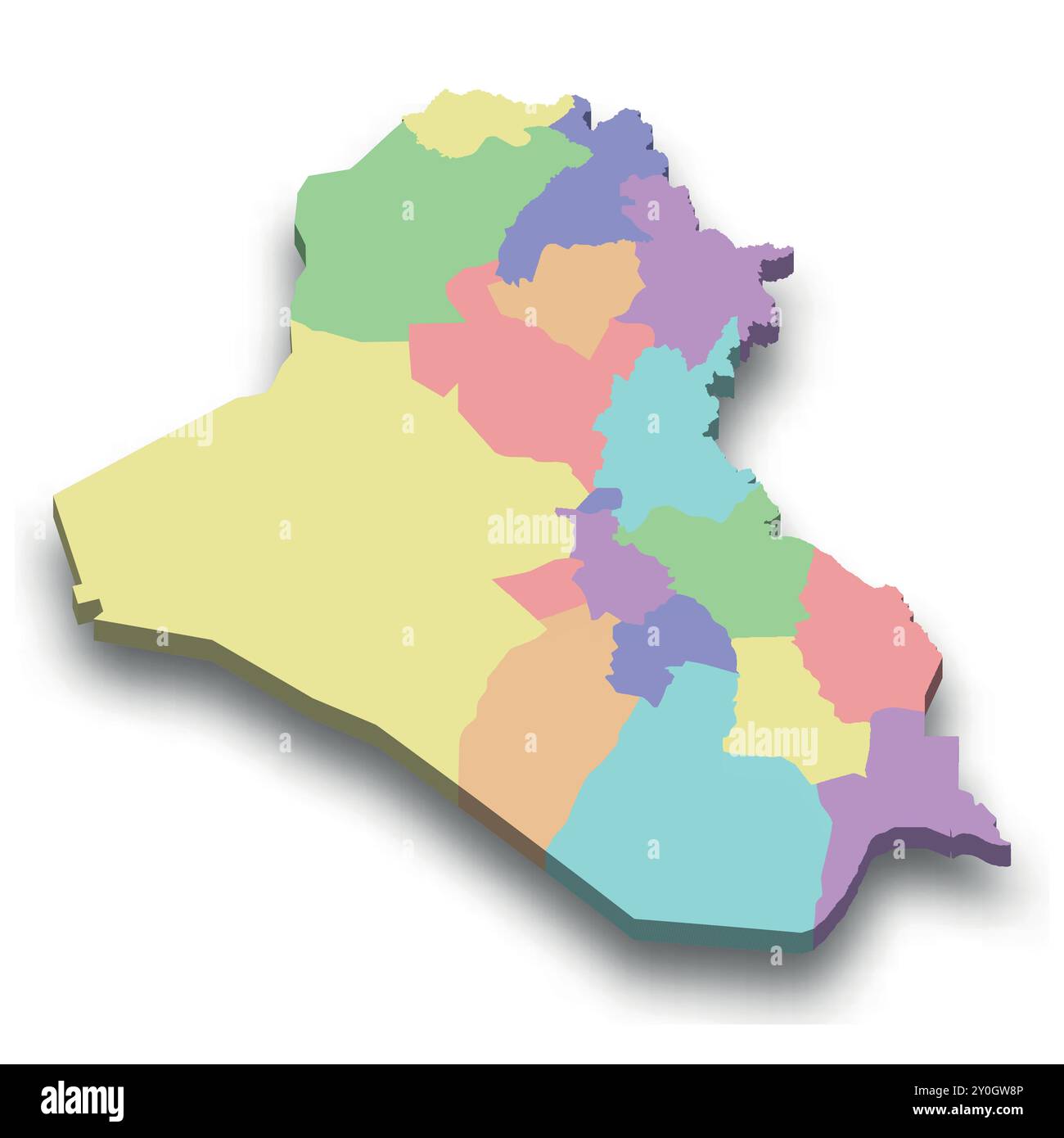 3d isometric colored map of Iraq with borders of regions Stock Vector ...