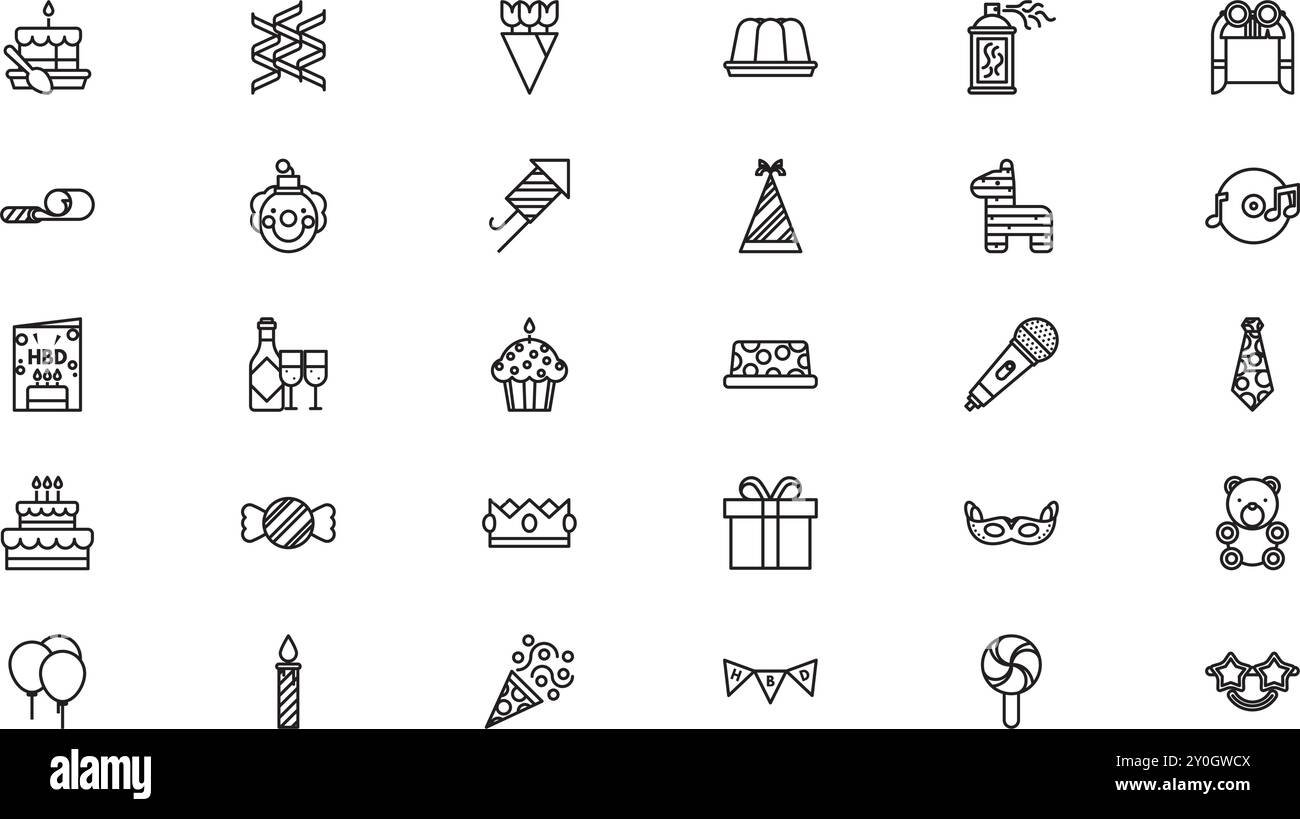 Birthday party icons High-Quality Vector Icons Collection with Editable ...