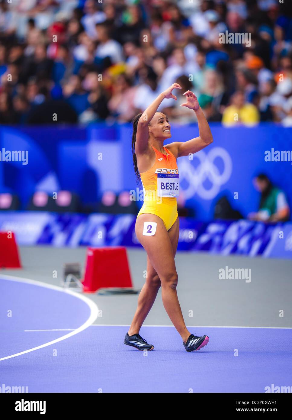 Jaël Bestué participating in the 200 meters at the Paris 2024 Olympic ...