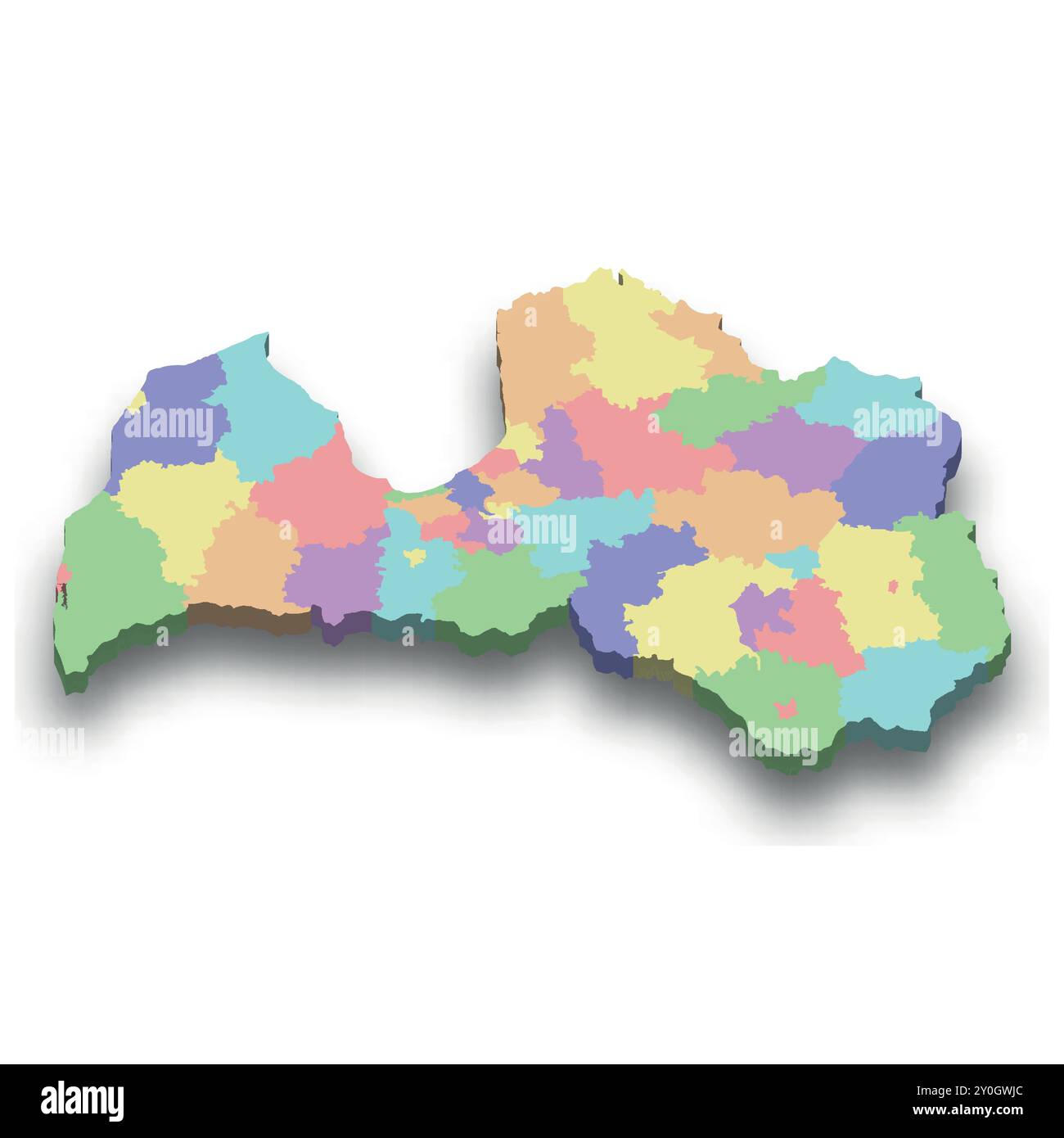 3d isometric colored map of Latvia with borders of regions Stock Vector ...