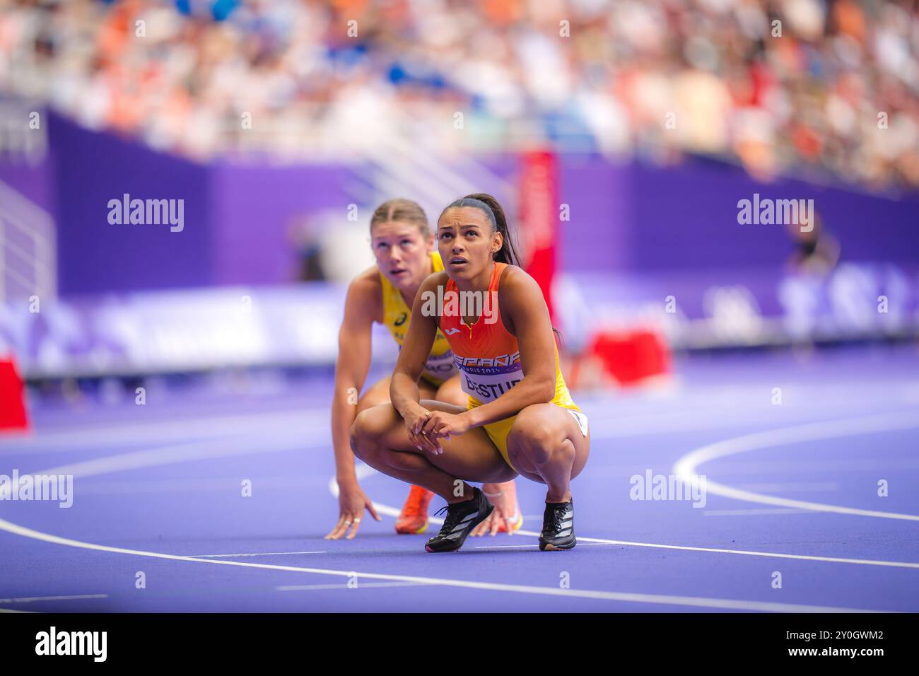 Jaël Bestué participating in the 200 meters at the Paris 2024 Olympic ...