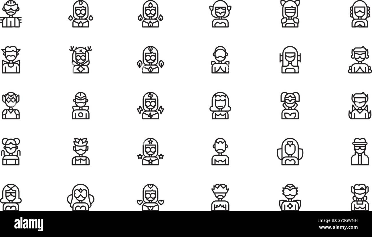Superhero avatars icons High-Quality Vector Icons Collection with ...