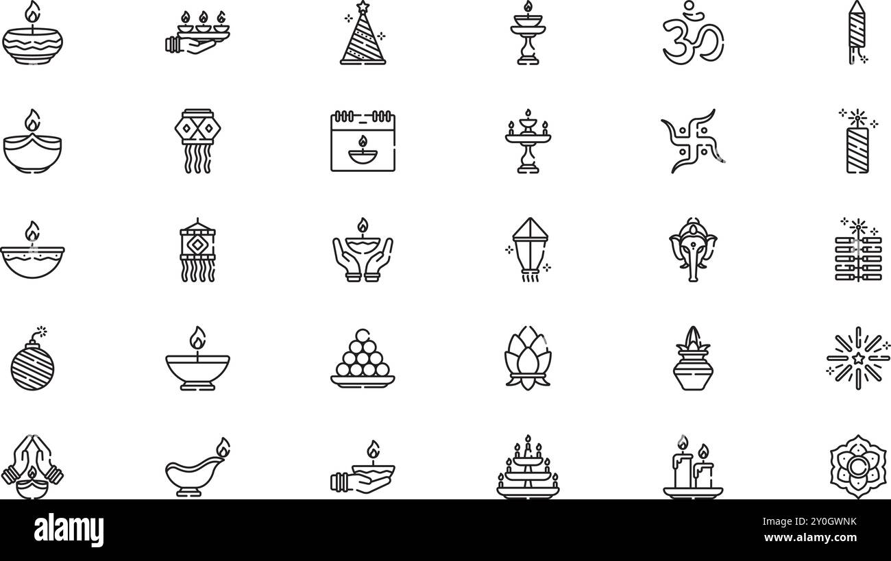 Diwali icons High-Quality Vector Icons Collection with Editable Stroke ...