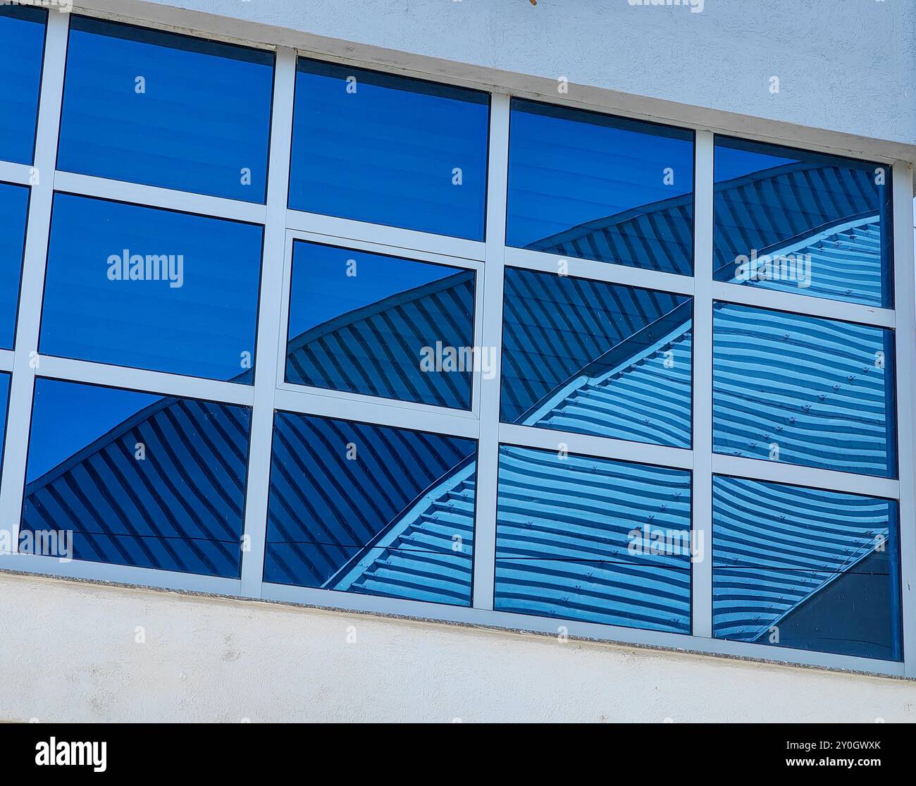 Windows Glass Reflections: Building Architecture Against White Wall and ...