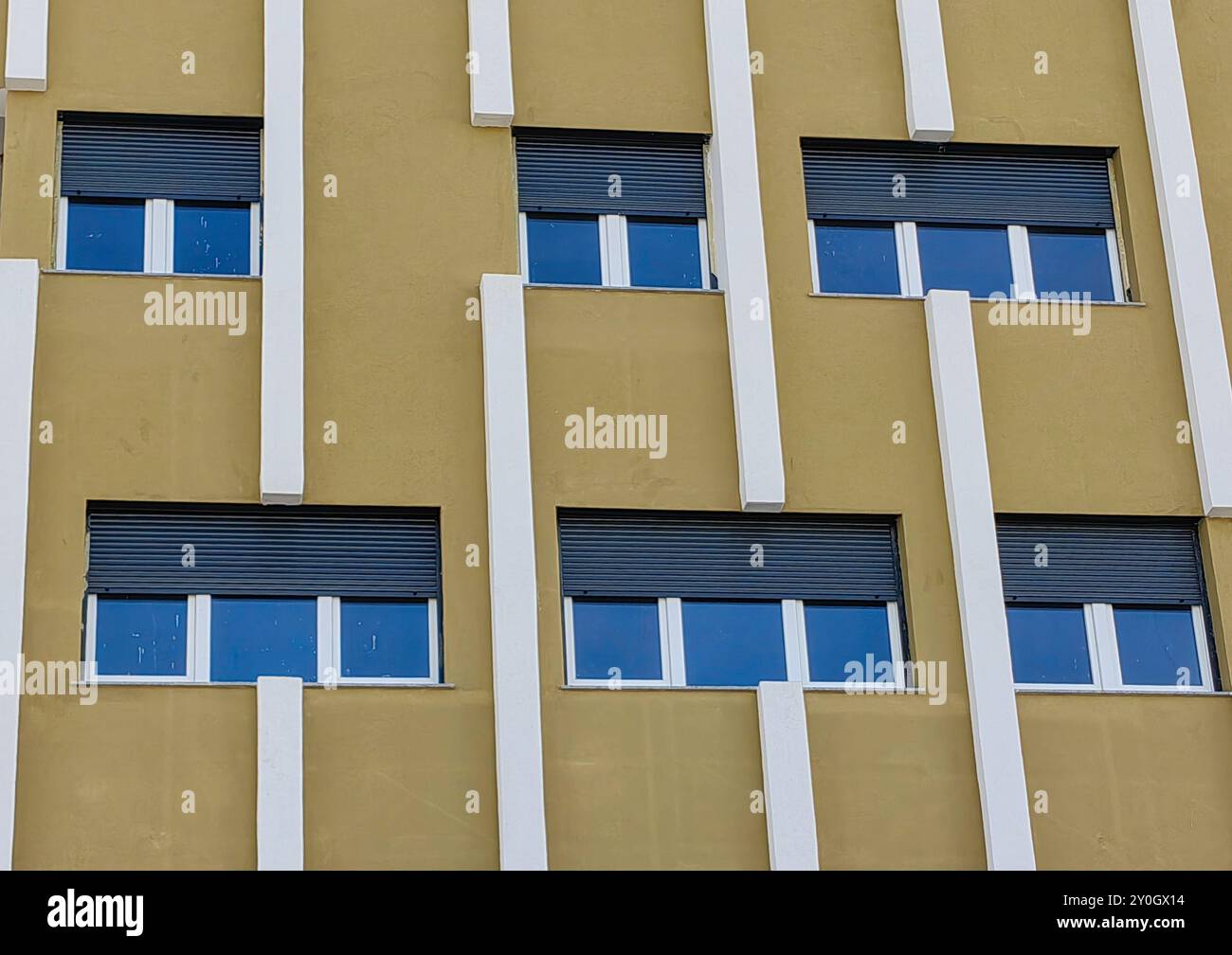 Window Glass Frames of New Building Under Development: Beige Wall ...