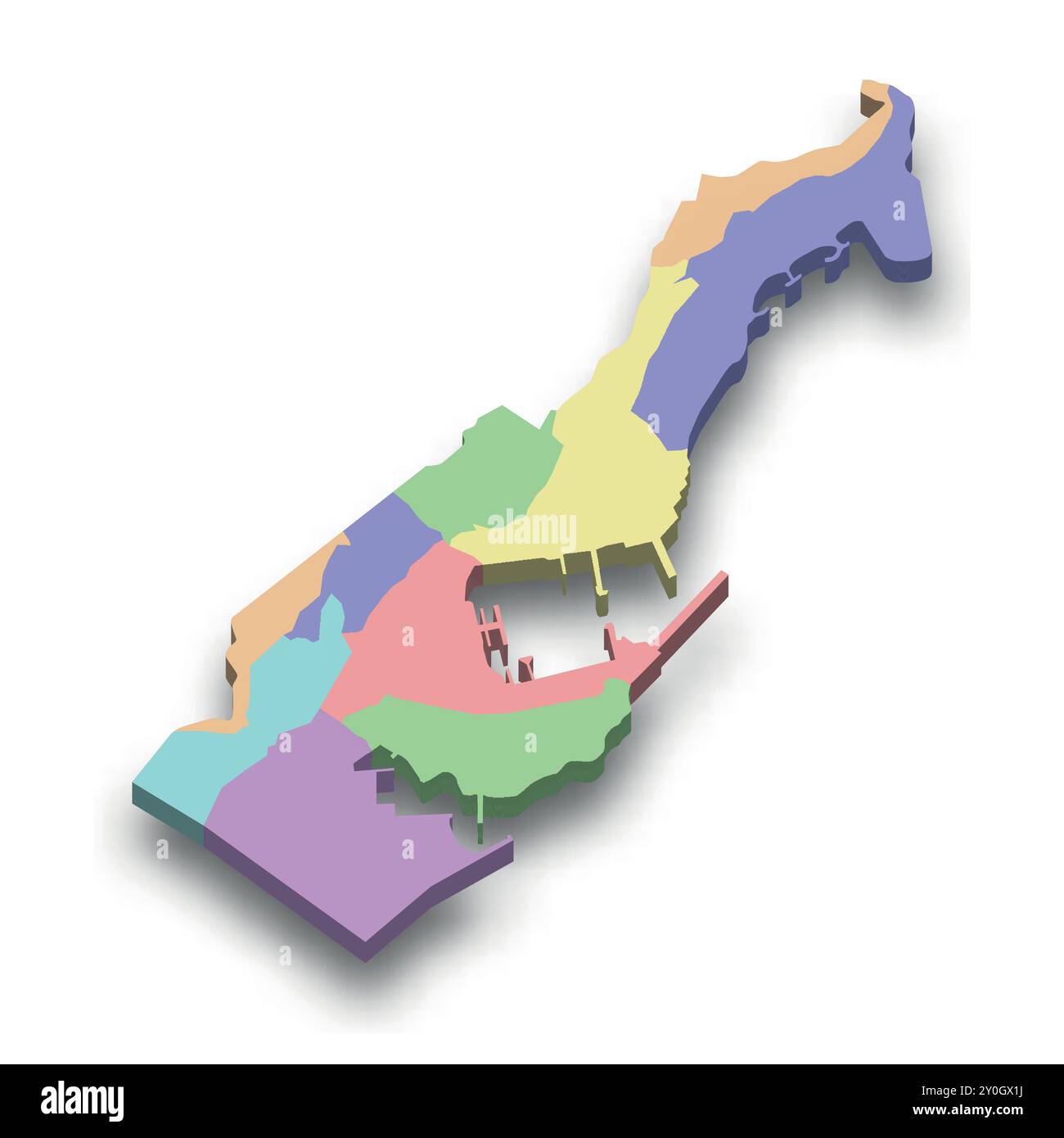 3d isometric colored map of Monaco with borders of regions Stock Vector ...
