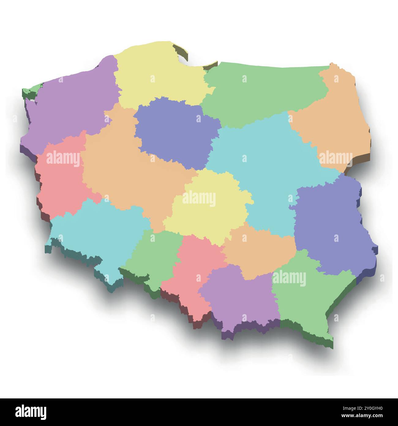 3d isometric colored map of Poland with borders of regions Stock Vector ...