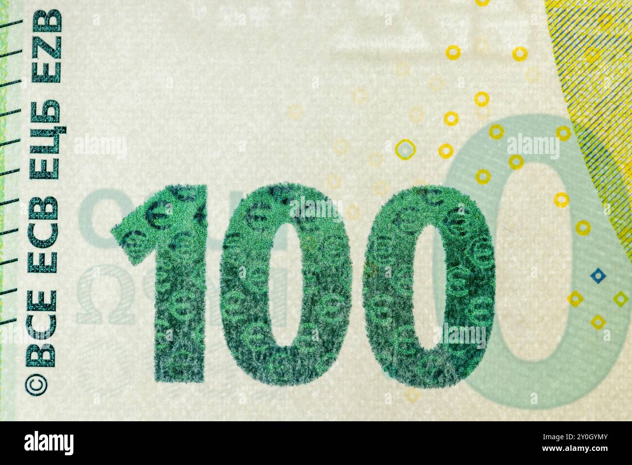 Close-up of the one hundred euro banknote of the European Union ...