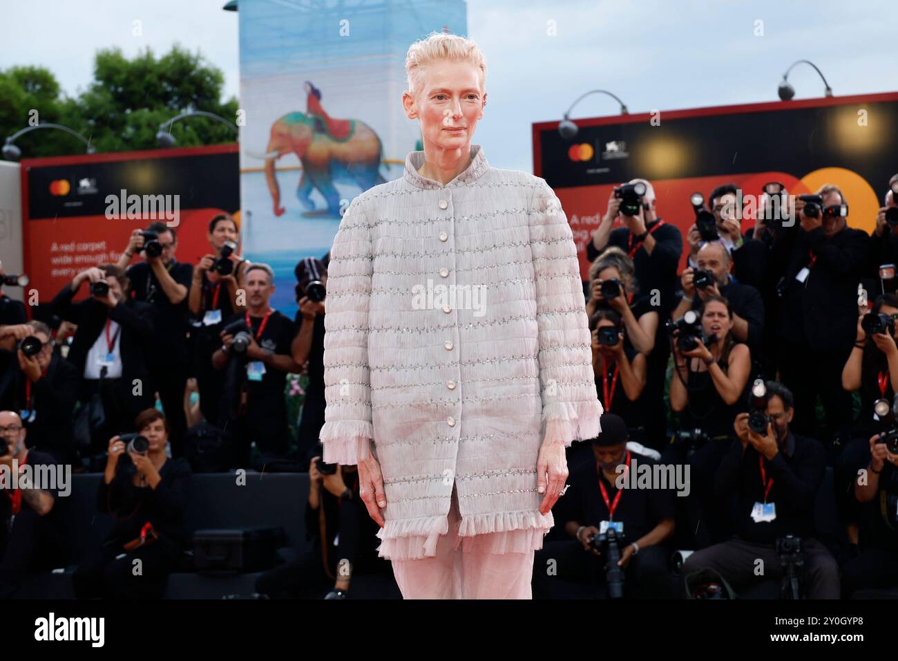 Tilda Swinton poses for photographers upon arrival for the premiere of ...