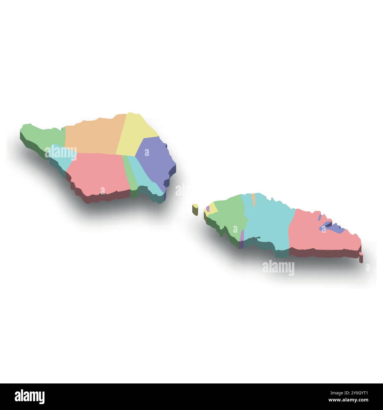 3d isometric colored map of Samoa with borders of regions Stock Vector ...