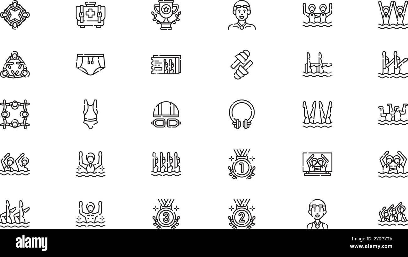 Synchronized swimming championship icons High-Quality Vector Icons ...