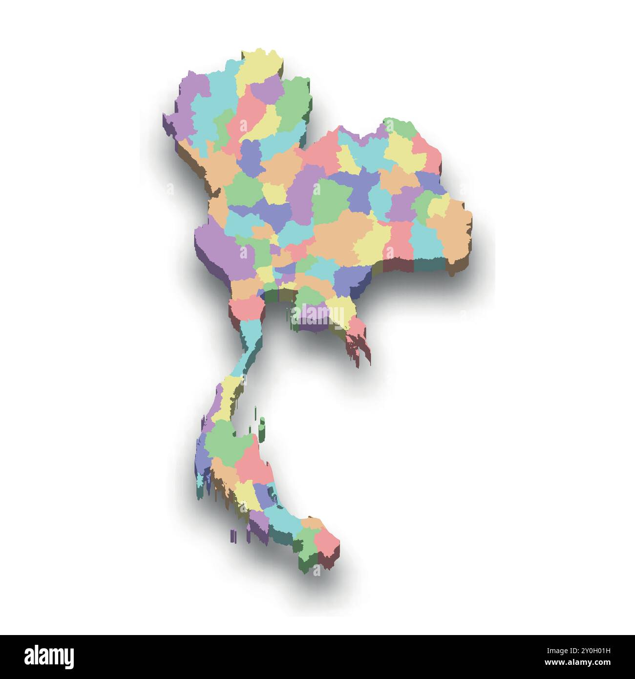 3d isometric colored map of Thailand with borders of regions Stock ...