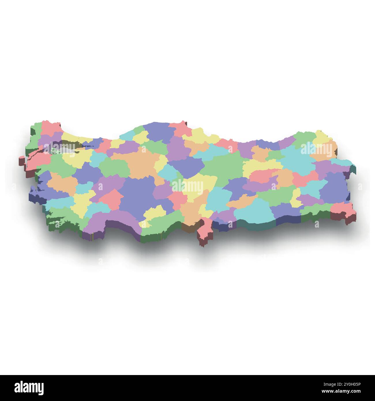 3d isometric colored map of Turkey with borders of regions Stock Vector ...