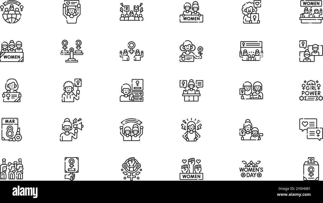 Womens day demonstration icons High-Quality Vector Icons Collection ...