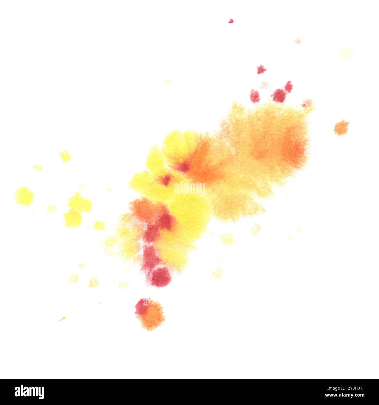 Watercolor paint spots and splashes, chaotic, beautiful, dynamic yellow ...