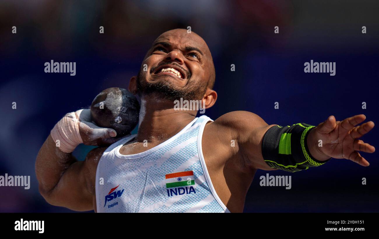 Ravi Rongali, of India, competes at Men's Shot Put - 40 final, at the ...