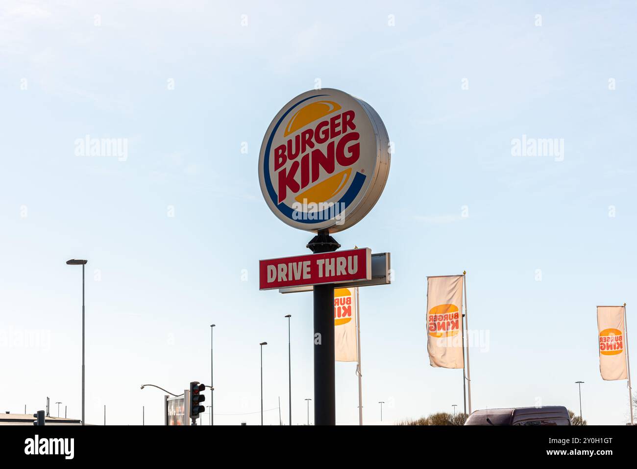 Gothenburg, Sweden - April 03 2022: Burger King Drive Thru sign on a ...