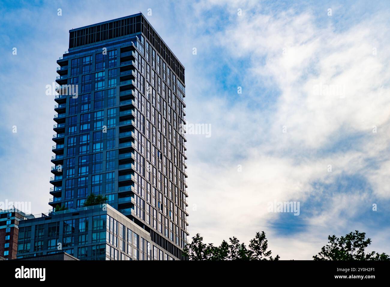 City architecture. Architecture of modern glass building. Perspective ...