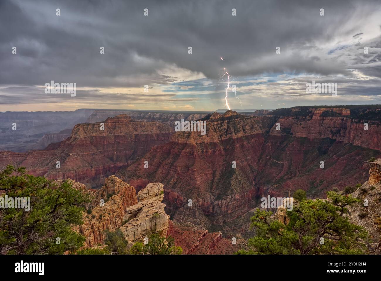 Lightning strike over the Sinking Ship Mountain viewed from Grandview ...