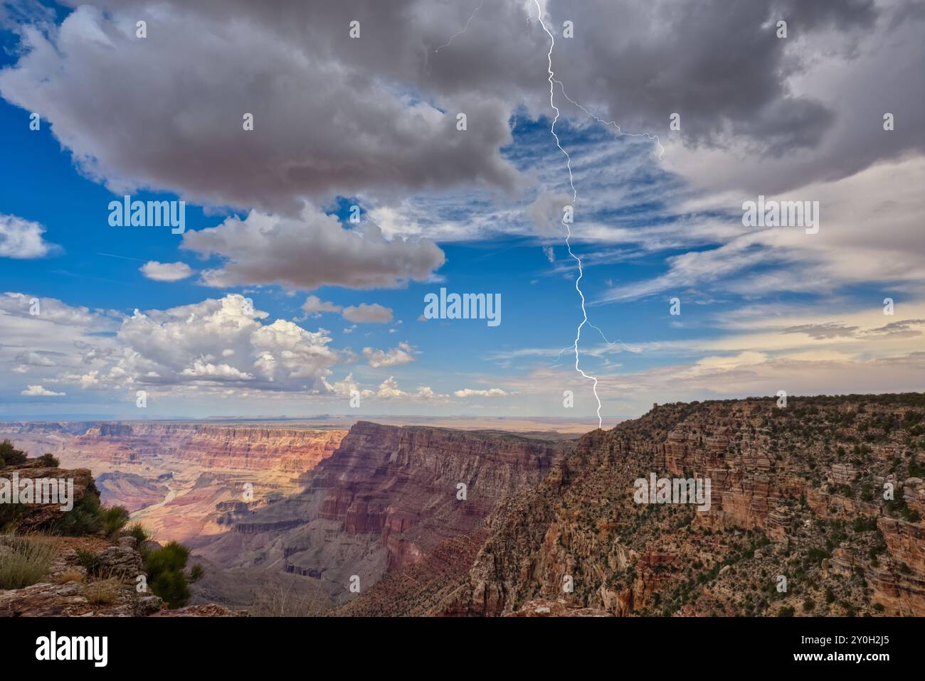 An out of the blue lightning strike at Desert View Point at Grand ...