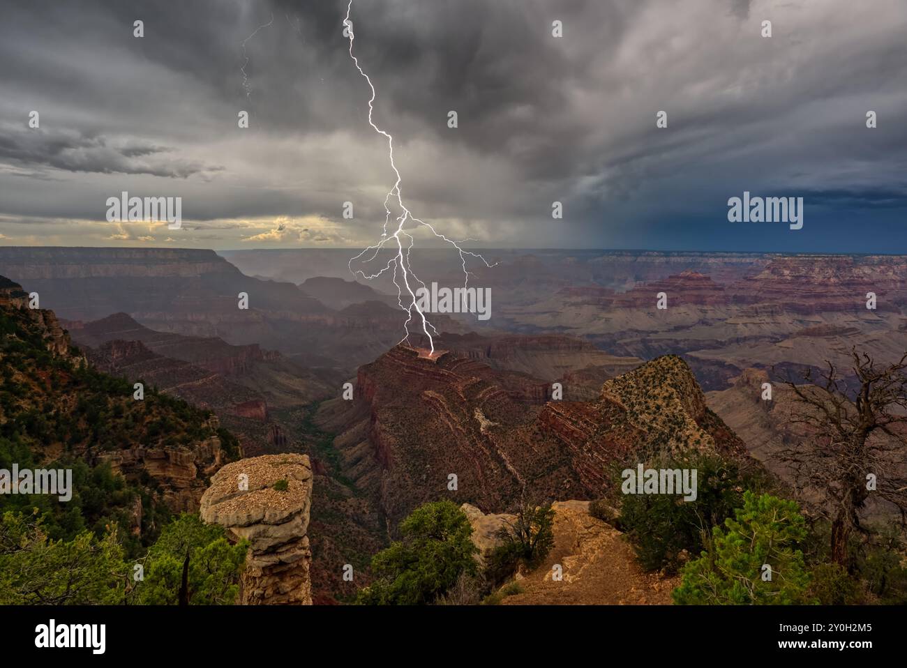 Lightning strike viewed from Grandview Point at Grand Canyon Arizona ...