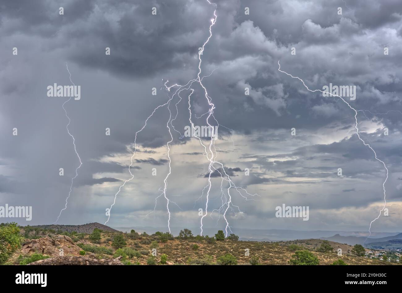 A large lightning storm in Chino Valley Arizona during the 2024 Monsoon ...