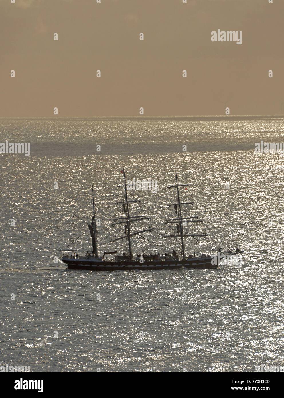 The French-flagged training sail ship BELEM departing from Douglas ...