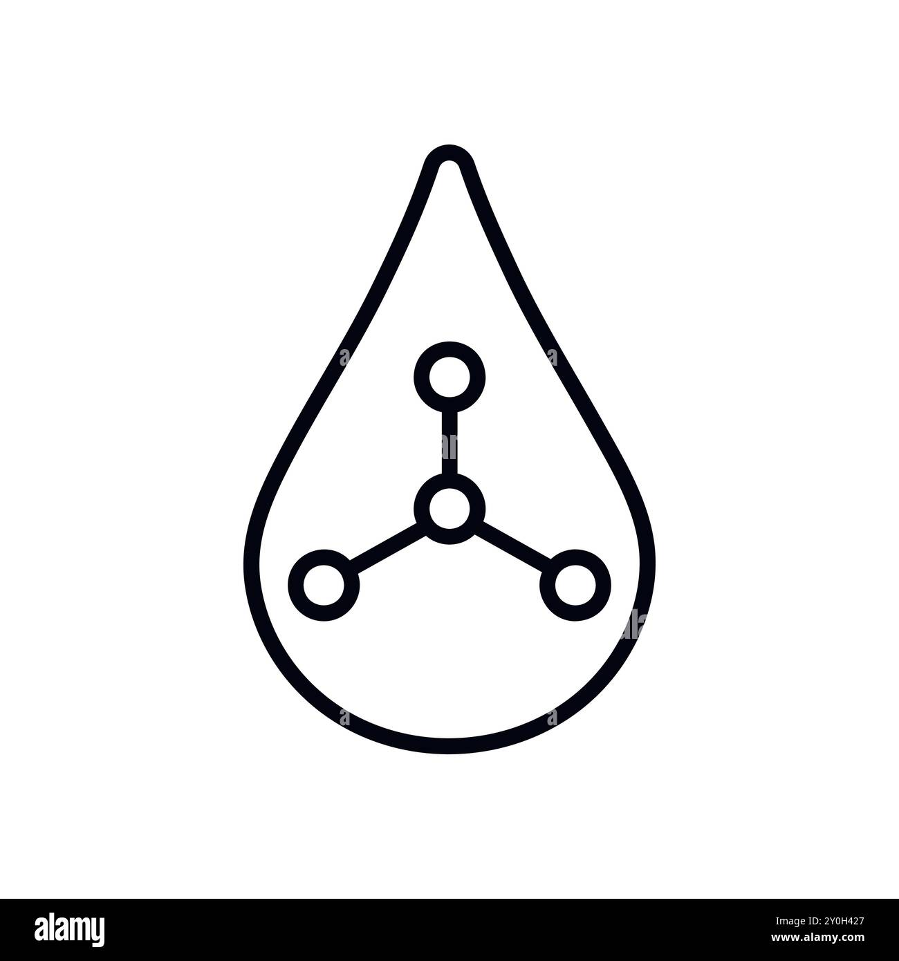 Molecule symbol inside water droplet outline on white background ...