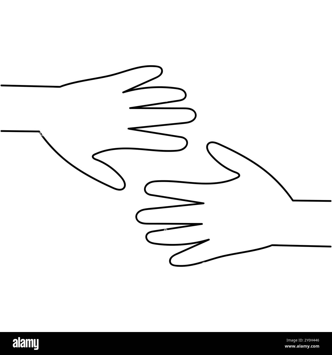 Simple line drawing of two hands reaching out, white background ...