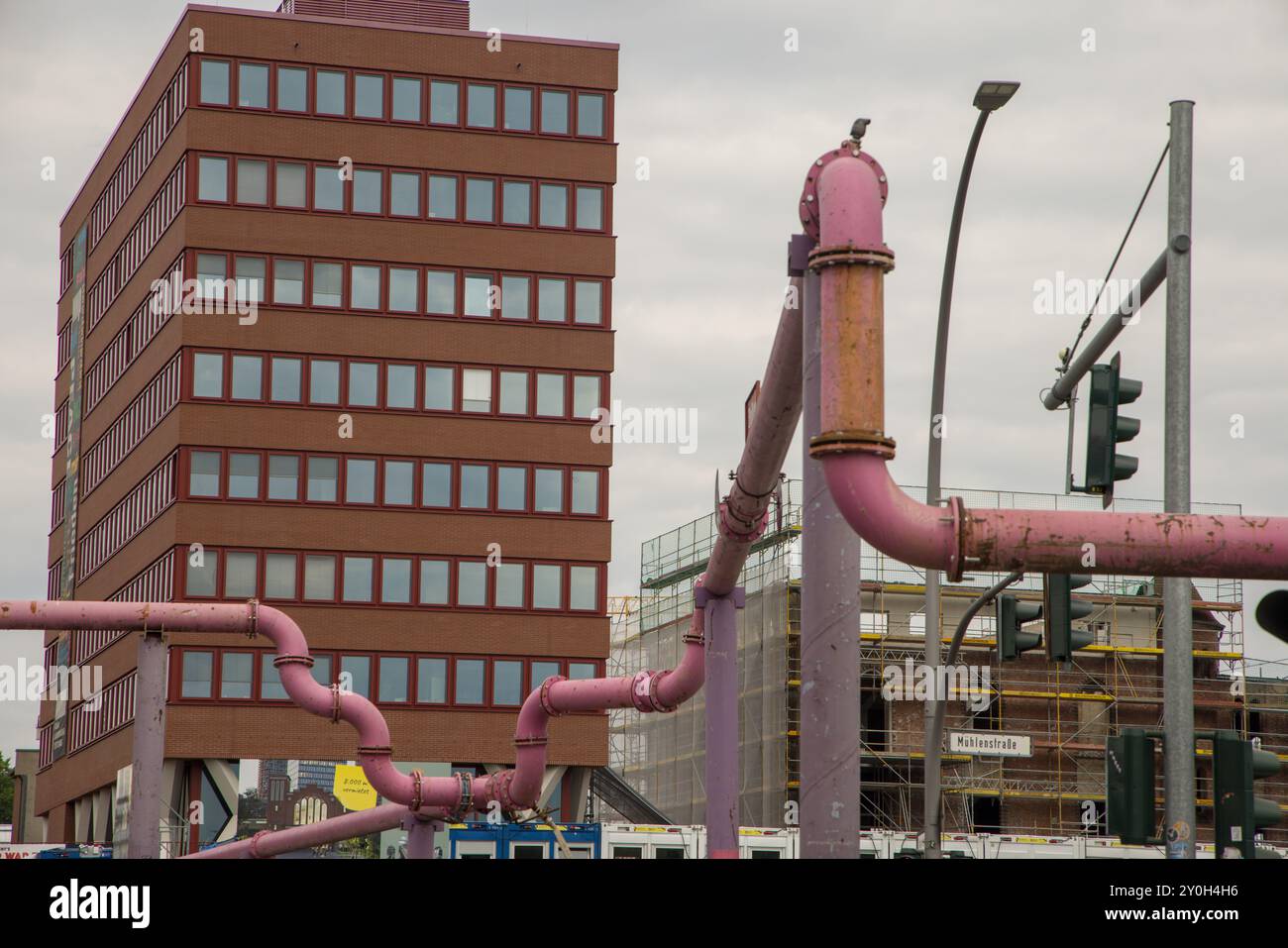 Curvy gas tube / gas pipe above the ground in Berlin, Germany Stock ...