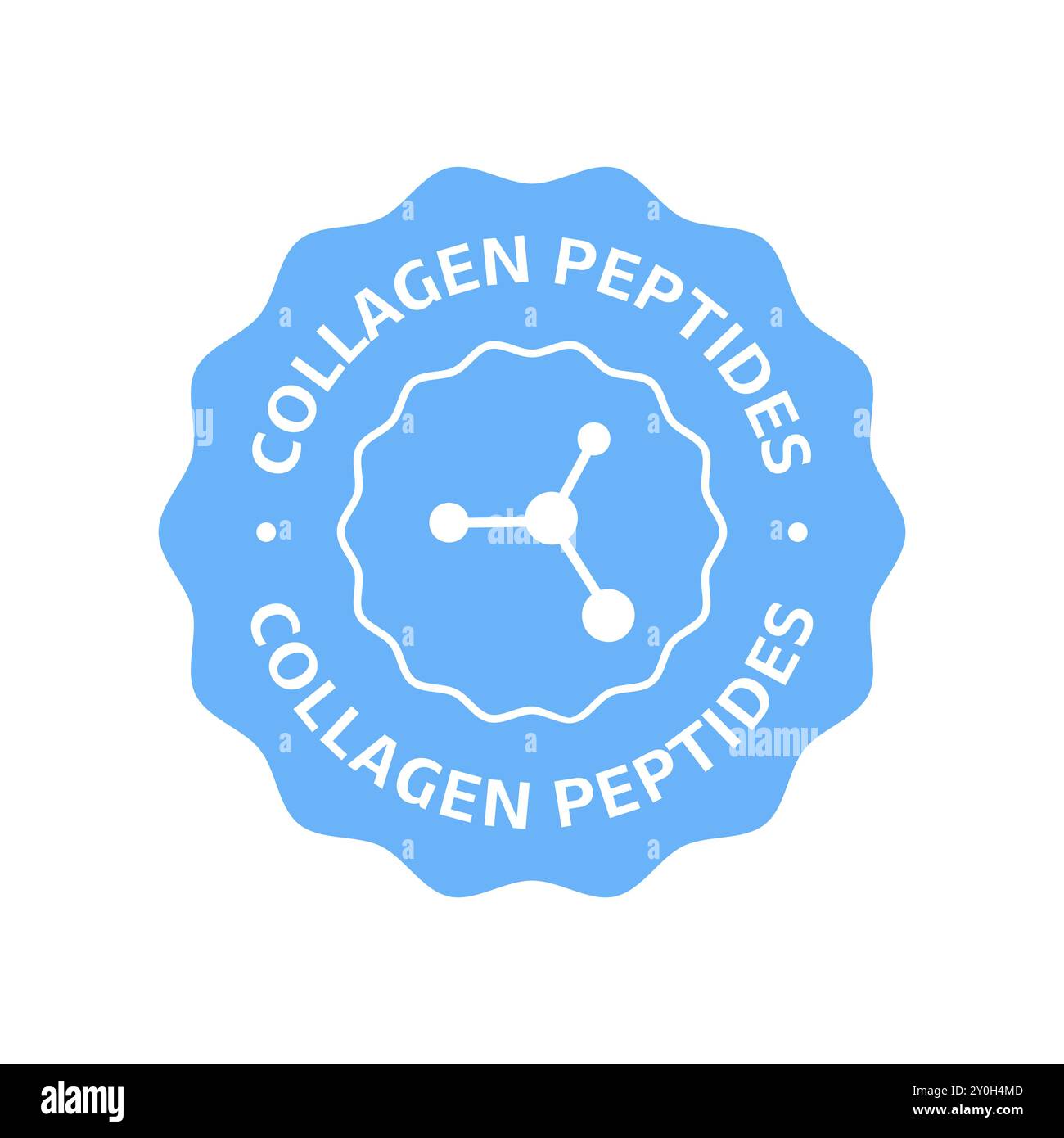 Collagen peptides emblem, label in blue with molecule symbol Stock ...