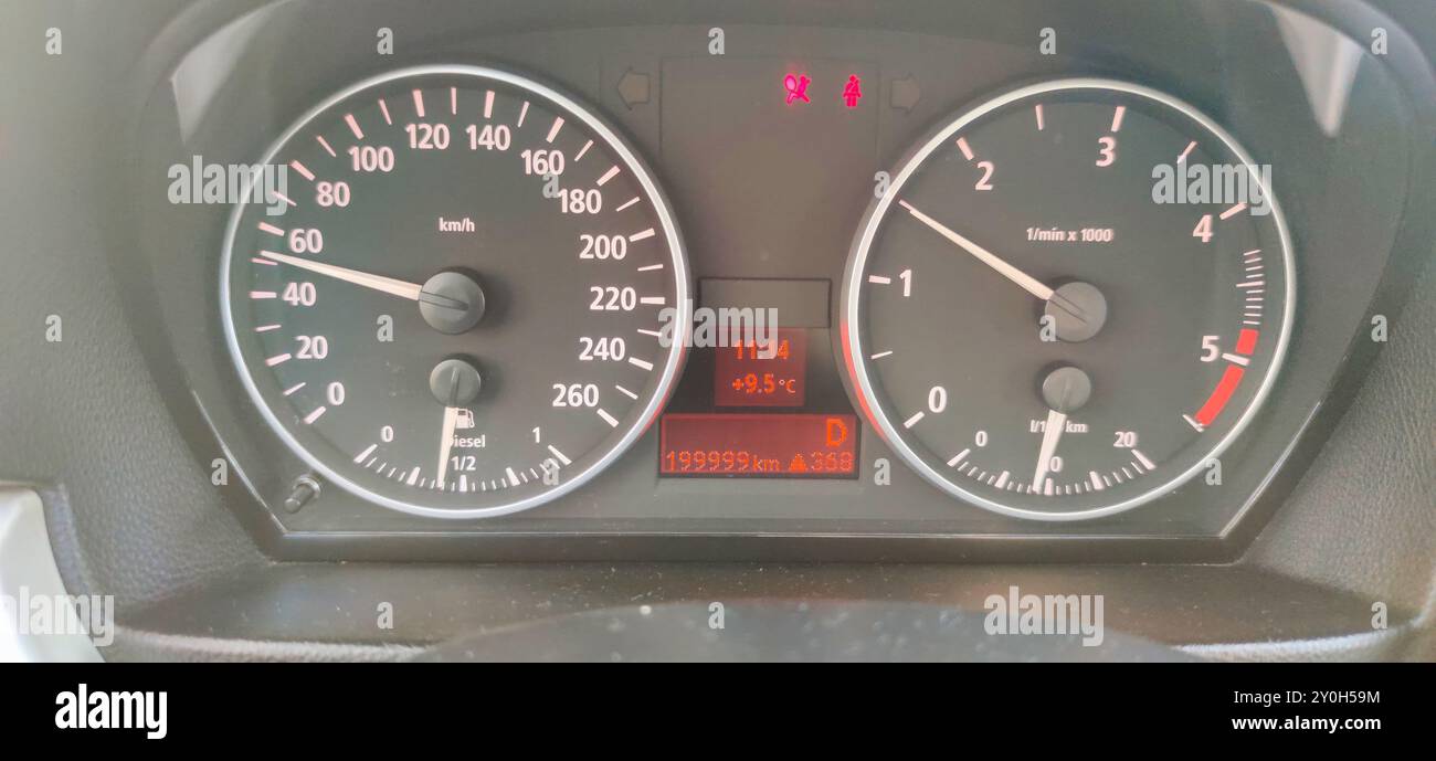 Car dashboard showing almost 200,000 kilometers driven Stock Photo - Alamy