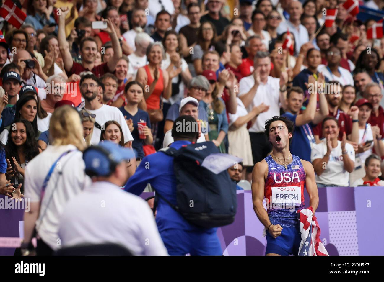 Ezra Frech from the U.S. celebrates after winning the men's 100 m. T63 ...