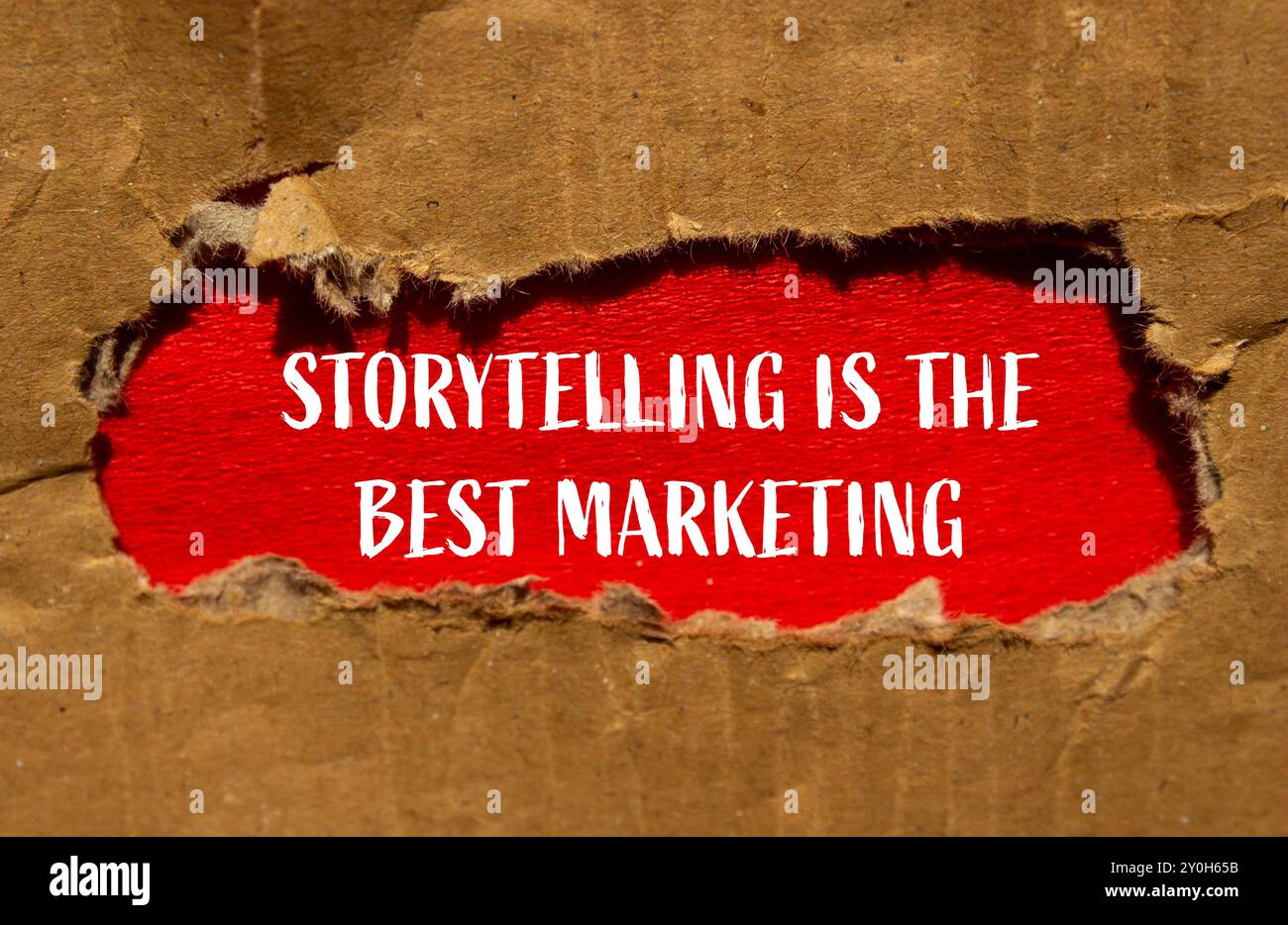 Storytelling is the best marketing message written on torn cardboard ...